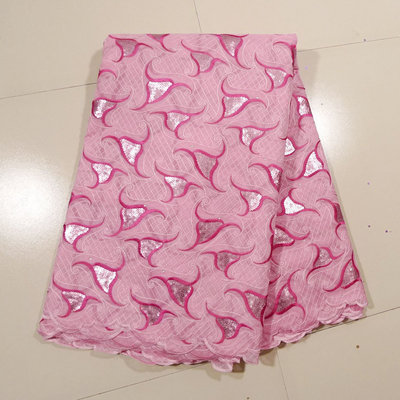 Pink African Embroidery Lace Fabric For Evening Dresses