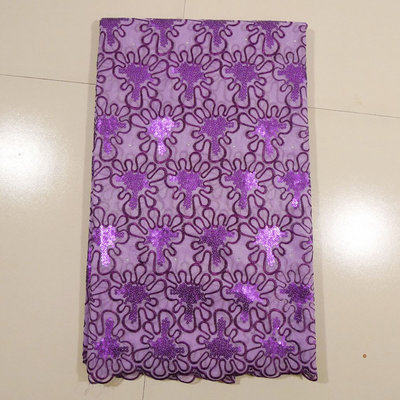 Green Coloured African Embroidery Lace Fabric , Party Dress