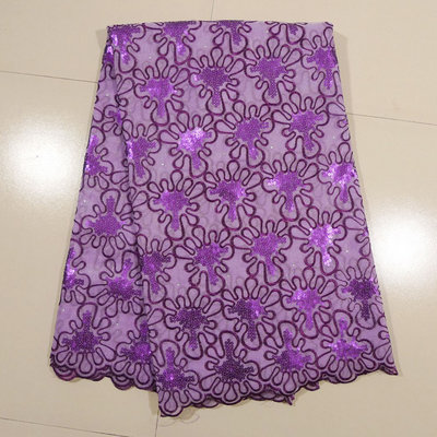 Green Coloured African Embroidery Lace Fabric , Party Dress