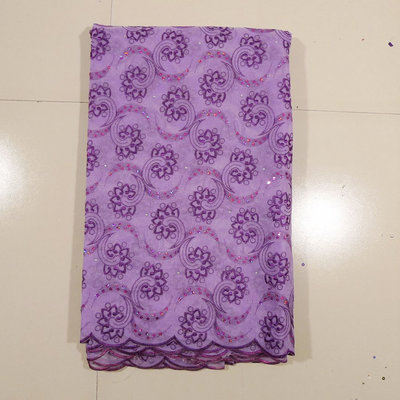 Pink Purple African Embroidery Lace Fabric For Evening Dresses