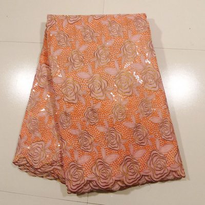 Home Textile African Embroidery Lace Fabric , Double Tunji