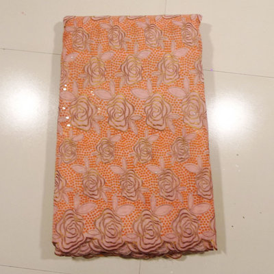 Home Textile African Embroidery Lace Fabric , Double Tunji