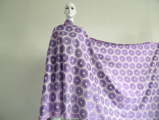 Grape Purple African Swiss Lace Fabric Embroidered For Church Dress
