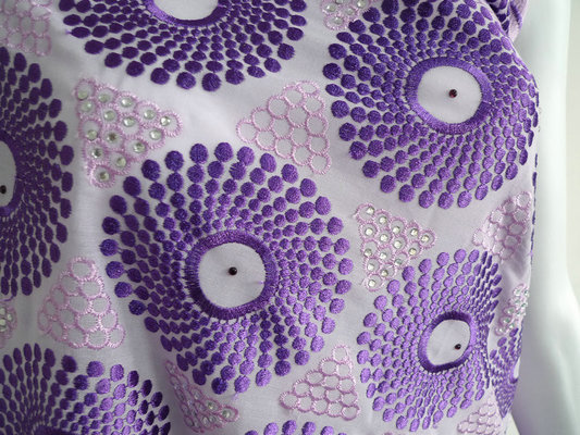 Grape Purple African Swiss Lace Fabric Embroidered For Church Dress