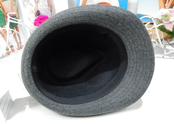 Gray Wool Felt Gentleman Homburg Hats , Winter mens straw fedora hats