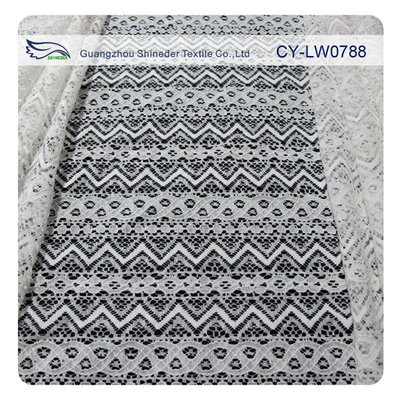 Jacquard Nylon Cotton Corded Lace Fabric For Garment Material SGS BV ITS CY-LW0788