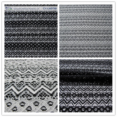 Jacquard Nylon Cotton Corded Lace Fabric For Garment Material SGS BV ITS CY-LW0788
