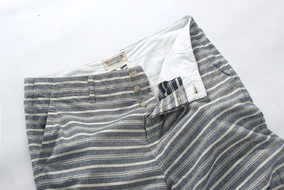 Yarn Dyed Striped Mens Summer Shorts With White Cotton Inner Lining