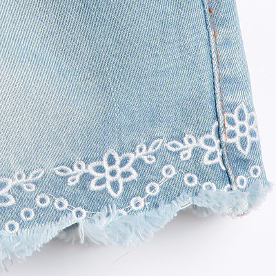 Sexy Lace Cotton Denim Womens Summer Shorts With Pockets For Young Ladies