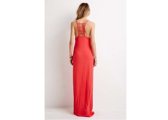 Ladder Racerback Casual Womens Dresses , Delicate Straps V-neckline Long Dress