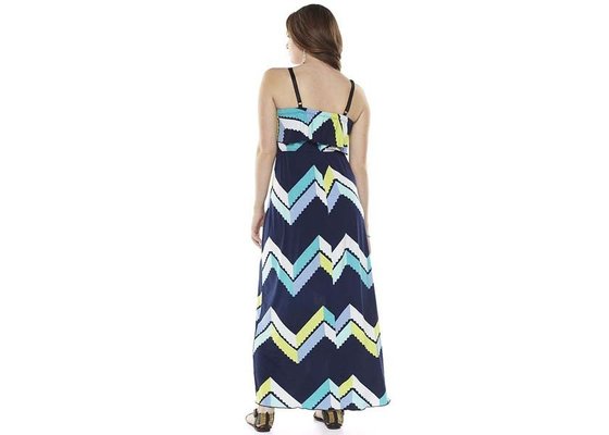 Ruffled V-ncek Casual Womens Dresses / Adjustable Shoulder Straps Long Dress