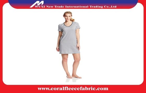 Sexy Woven Strip Cotton Adult Pajamas Women's V-Neck Sleep Long Tee Bathrobe