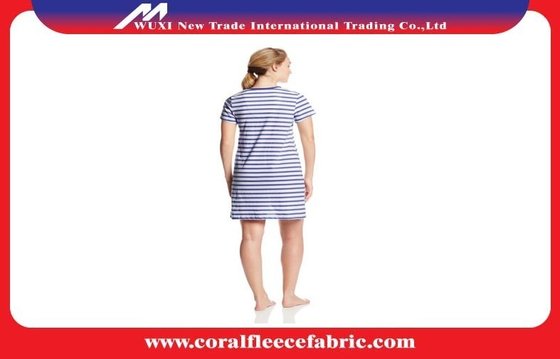 Sexy Woven Strip Cotton Adult Pajamas Women's V-Neck Sleep Long Tee Bathrobe