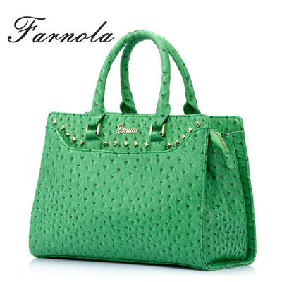 faux ostrich skin leather bag, ostrich embossed genuine leather handbags