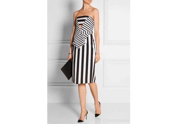 Striped Strapless Evening Party Dresses / Summer Contrasting Vertical Stripes