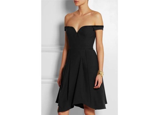 Summer Off Shoulder Evening Party Dresses For Women / Black Crepe Mini Dress