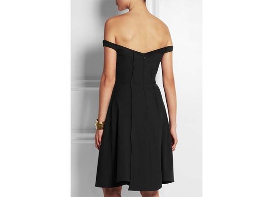 Summer Off Shoulder Evening Party Dresses For Women / Black Crepe Mini Dress