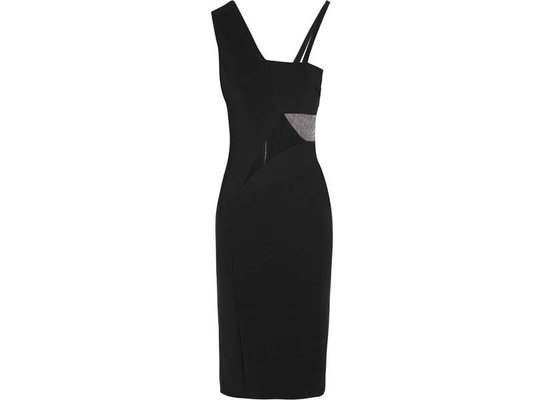 Black Evening Party Dresses With A Sheer Mesh Panel , Summer Women Stretch Dress