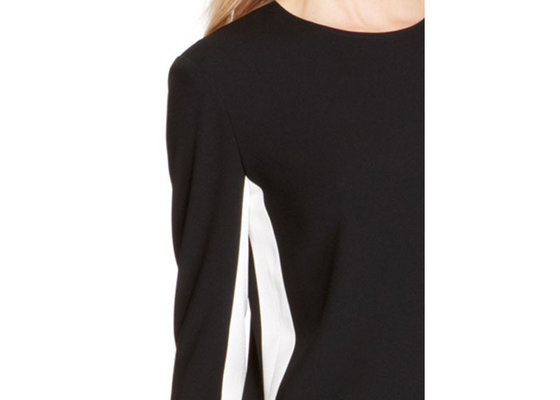 Side Stripe Casual Women Dress , 3 / 4 Sleeve Shift Dress Anti-Static