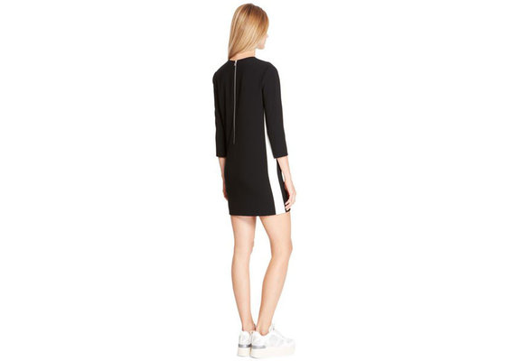 Side Stripe Casual Women Dress , 3 / 4 Sleeve Shift Dress Anti-Static