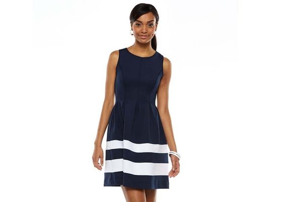 Stretchy Colorblock Hem Casual Womens Dresses / Pleated Maxi Skirt