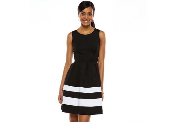Stretchy Colorblock Hem Casual Womens Dresses / Pleated Maxi Skirt