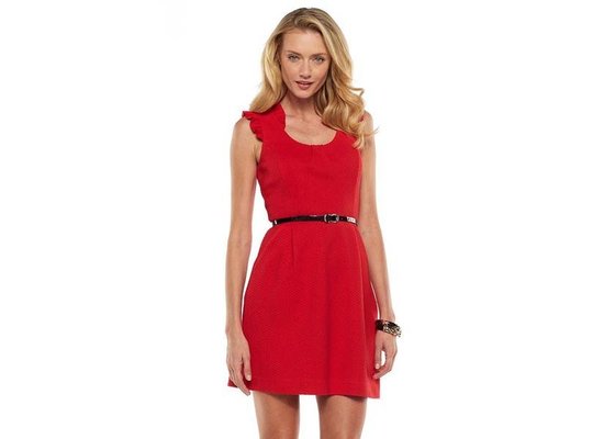 Ruffle Trim Textured Casual Womens Dresses Scoopneck Sleeveless Short Dress