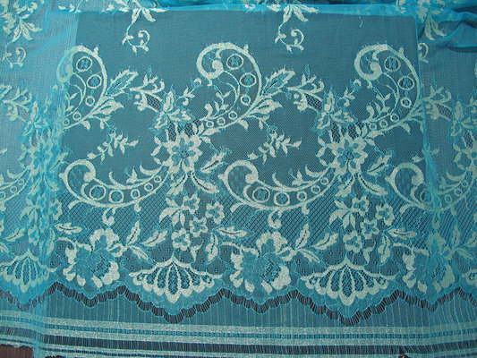 Stretchable Flower Nylon Metallic Lace Fabric Green Knitted For Clothing