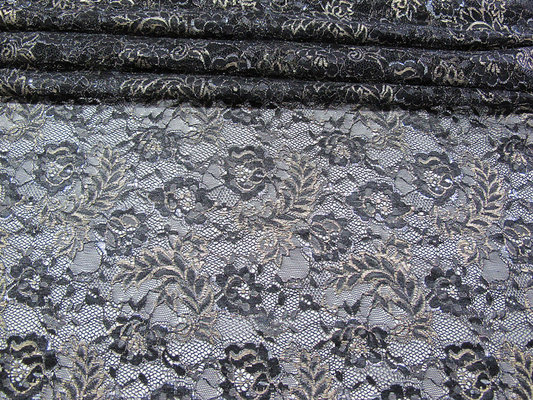 Vintage Metallic Lace Fabric Blue , Nylon Tulle Floral Lace Fabric SYD-0002