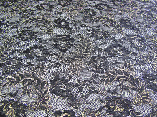 Vintage Metallic Lace Fabric Blue , Nylon Tulle Floral Lace Fabric SYD-0002