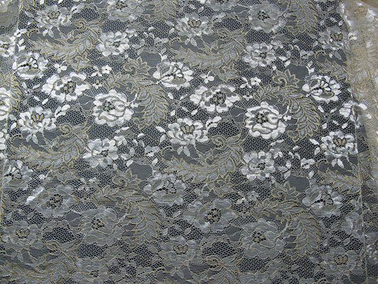 Vintage Metallic Lace Fabric Blue , Nylon Tulle Floral Lace Fabric SYD-0002