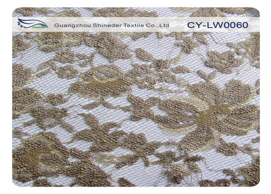 Water Soluble Metallic Gold Lace Fabric For Wedding Dress OEM / ODM CY-LW0060