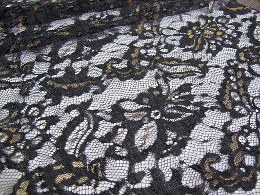 Eco Friendly Lace Metallic Nylon Fabric For Apparel Black CY-LW0219