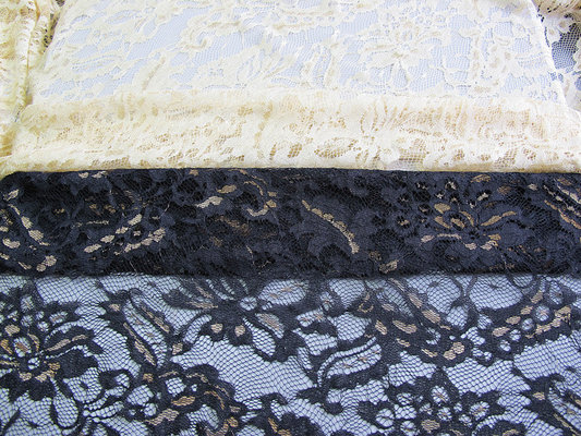 Eco Friendly Lace Metallic Nylon Fabric For Apparel Black CY-LW0219