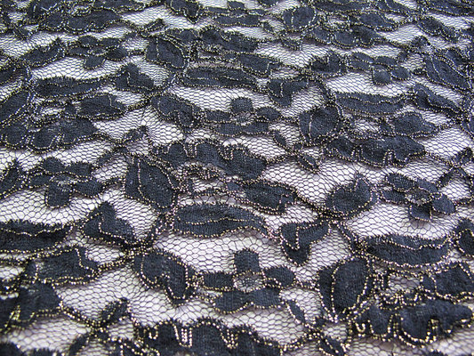 Royal Blue Cotton Nylon Gold Metallic Lace Fabric Shrink-resistant CY-L0791