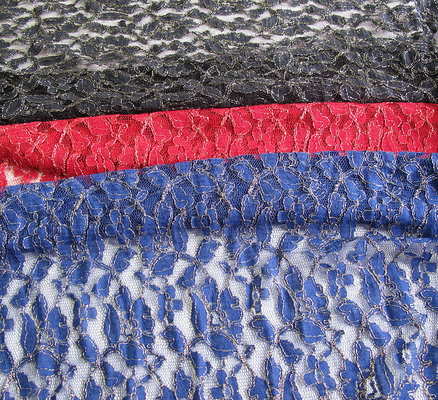 Royal Blue Cotton Nylon Gold Metallic Lace Fabric Shrink-resistant CY-L0791