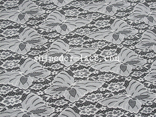 White Butterfly Design Nylon Lace Fabric Jacquard Technics For Dress SYD-0179