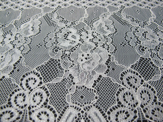 White Floral Nylon Lace Fabric Eyelash Lace Trim For Lady Dress