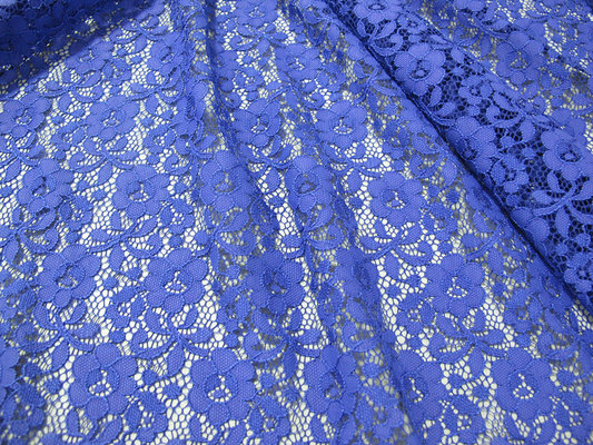 Blue Nylon Digital Lace Fabric Mini Floral For Lady Dress
