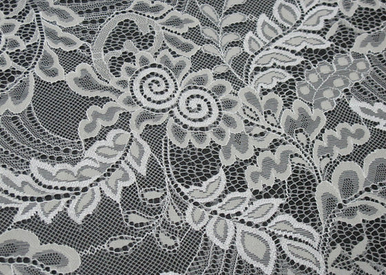 Elegant Popular Nylon Lace Fabric White Floral for Wedding Dress