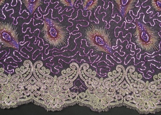 Elegant Embroidery Beaded Lace Fabric for Garment Trimming CY-XP0010
