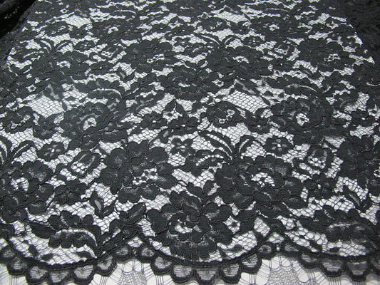 Water Soluble Heavy Corded Lace Fabric Knitted Flower With French Lace