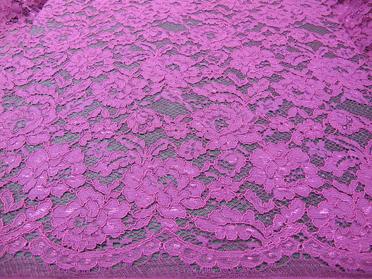 Elegant Purple Crochet Flower Lace Fabric Nylon Rayon Material For Garment