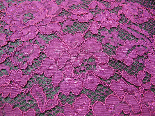 Elegant Purple Crochet Flower Lace Fabric Nylon Rayon Material For Garment