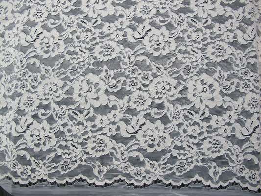 White Bridal Corded Lace Fabric Knitted Cotton Nylon Rayon Lace For Clothing