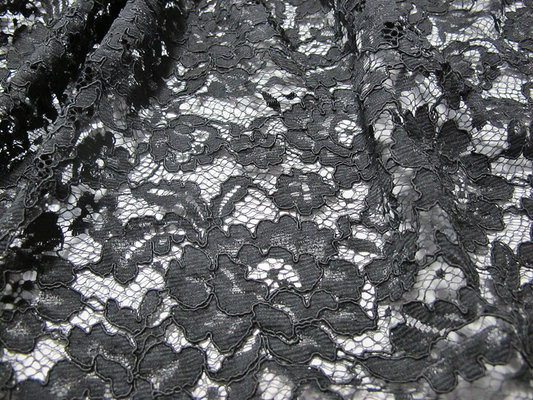 Heavy Corded Lace Fabric Black