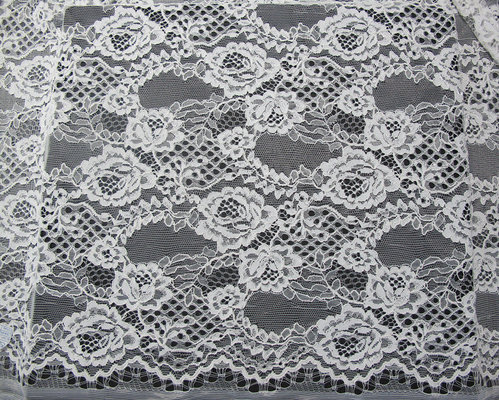White Guipure Corded Lace Fabric For Wedding Dress Nylon Floral Knitted OEM ODM