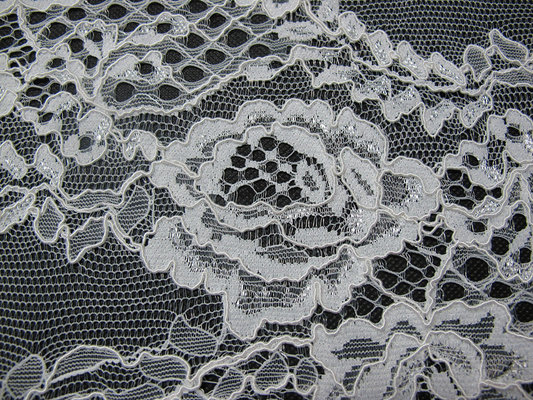 White Guipure Corded Lace Fabric For Wedding Dress Nylon Floral Knitted OEM ODM
