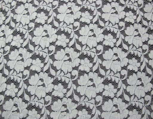 Grey Elastic Cord Lace Material / Floral Viscose Nylon Cotton Fabric CY-DK0011