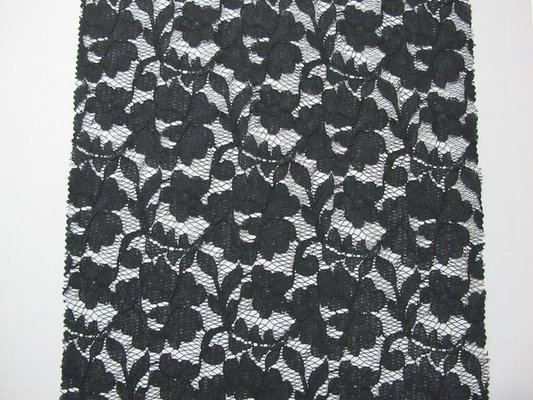 Grey Elastic Cord Lace Material / Floral Viscose Nylon Cotton Fabric CY-DK0011